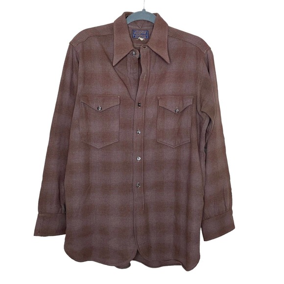 Pendleton | Shirts | Vintage Pendleton Large Mens Brown Plaid Long ...